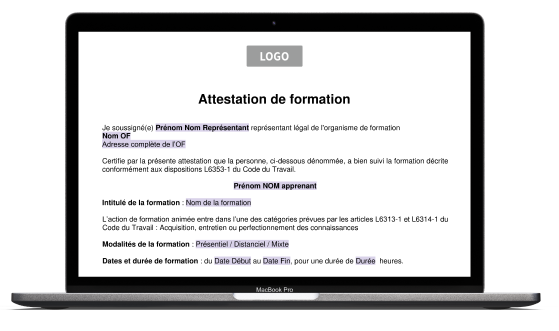 Les Modèles de document de la formation professionnelle